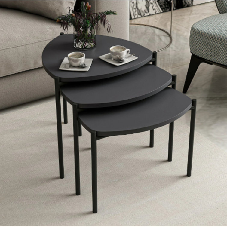 Ebern Designs 3-piece Nesting Table With Metal Legs - Anthracite | Wayfair.co.uk